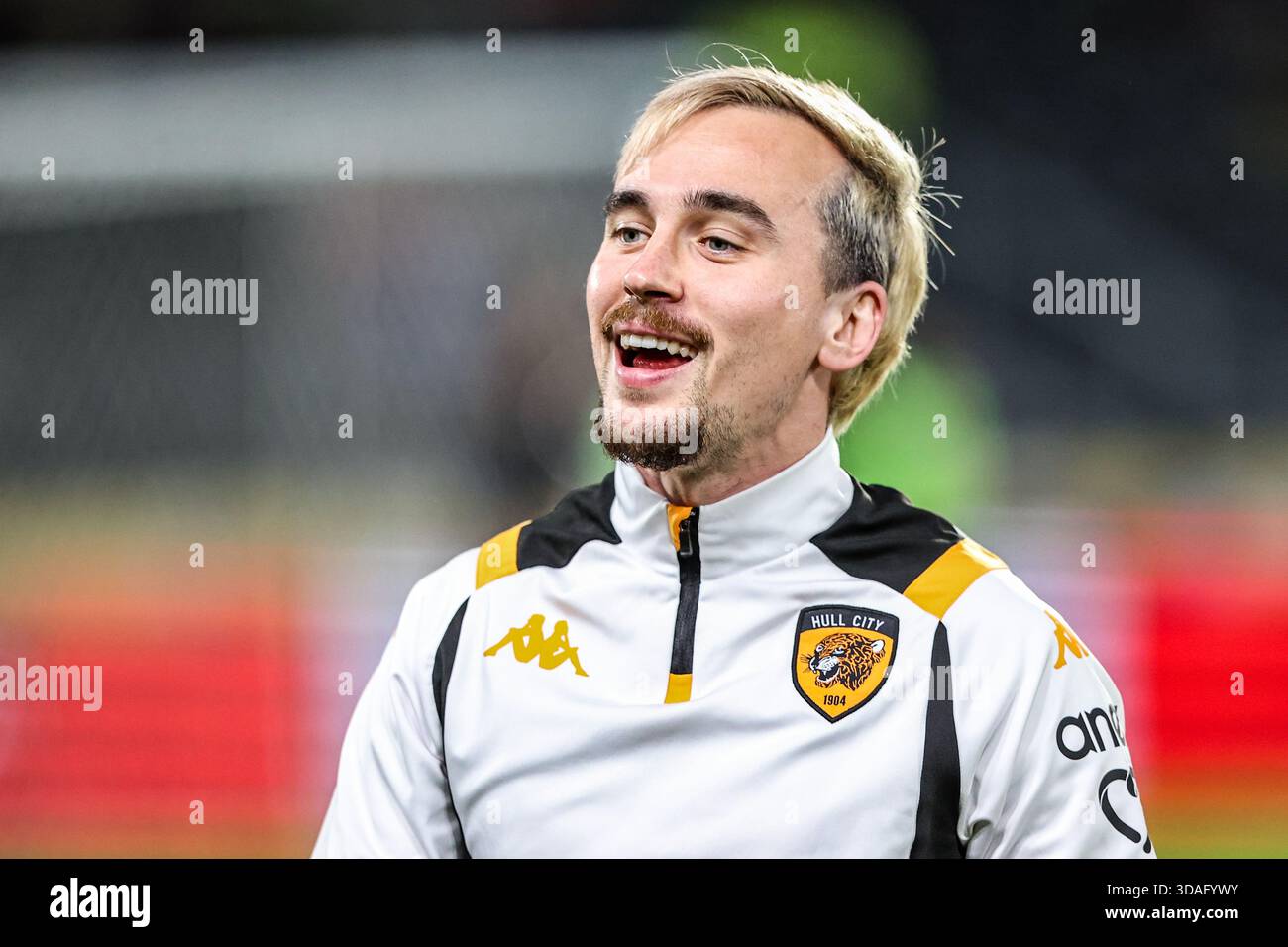 Liam Millar of Hull City in the pregame warmup session during the Sky ...
