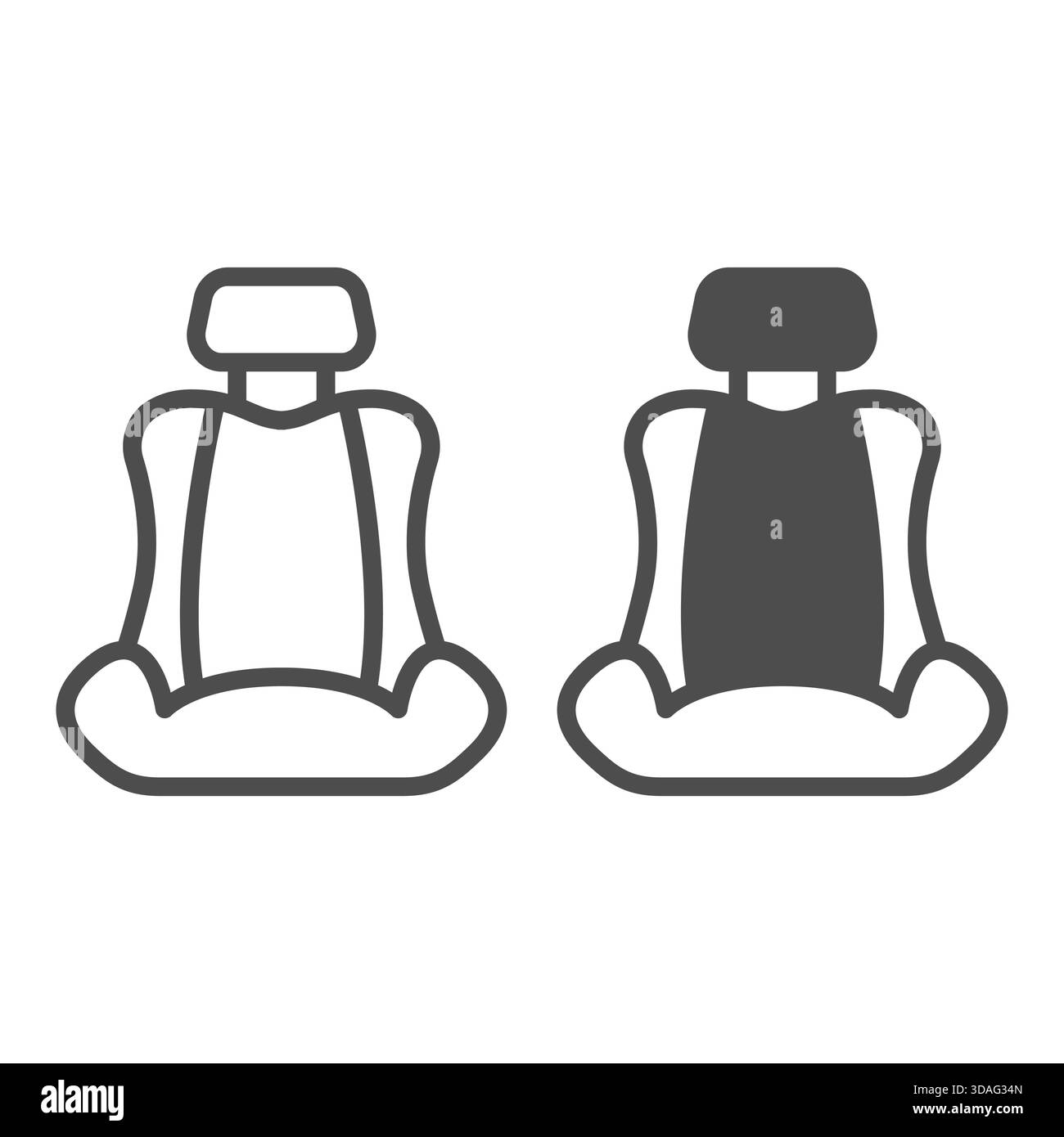 Car seat line and solid icon, car interior concept. Vector graphics. Chair sign on white ...