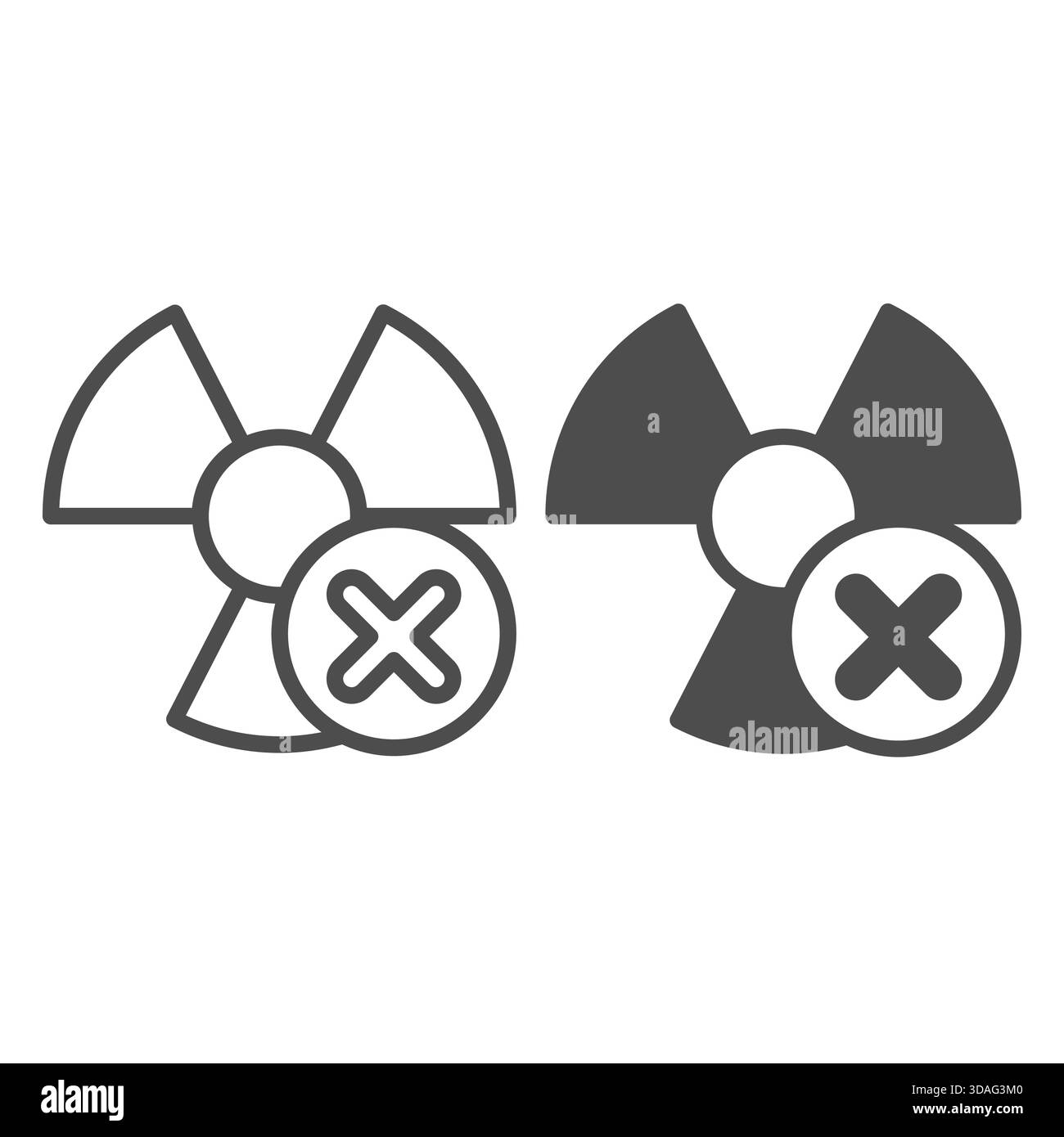 Radiation ban line and solid icon, not radioactive concept. Vector ...