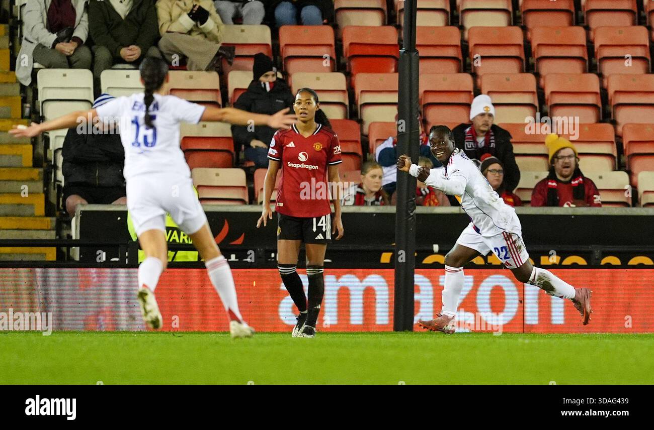 OL Lyonnes' Tabitha Chawinga celebrates scoring their side's first goal ...