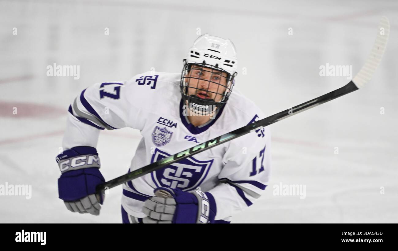 St. Thomas forward Jake Braccini skates to the puck against Lake ...