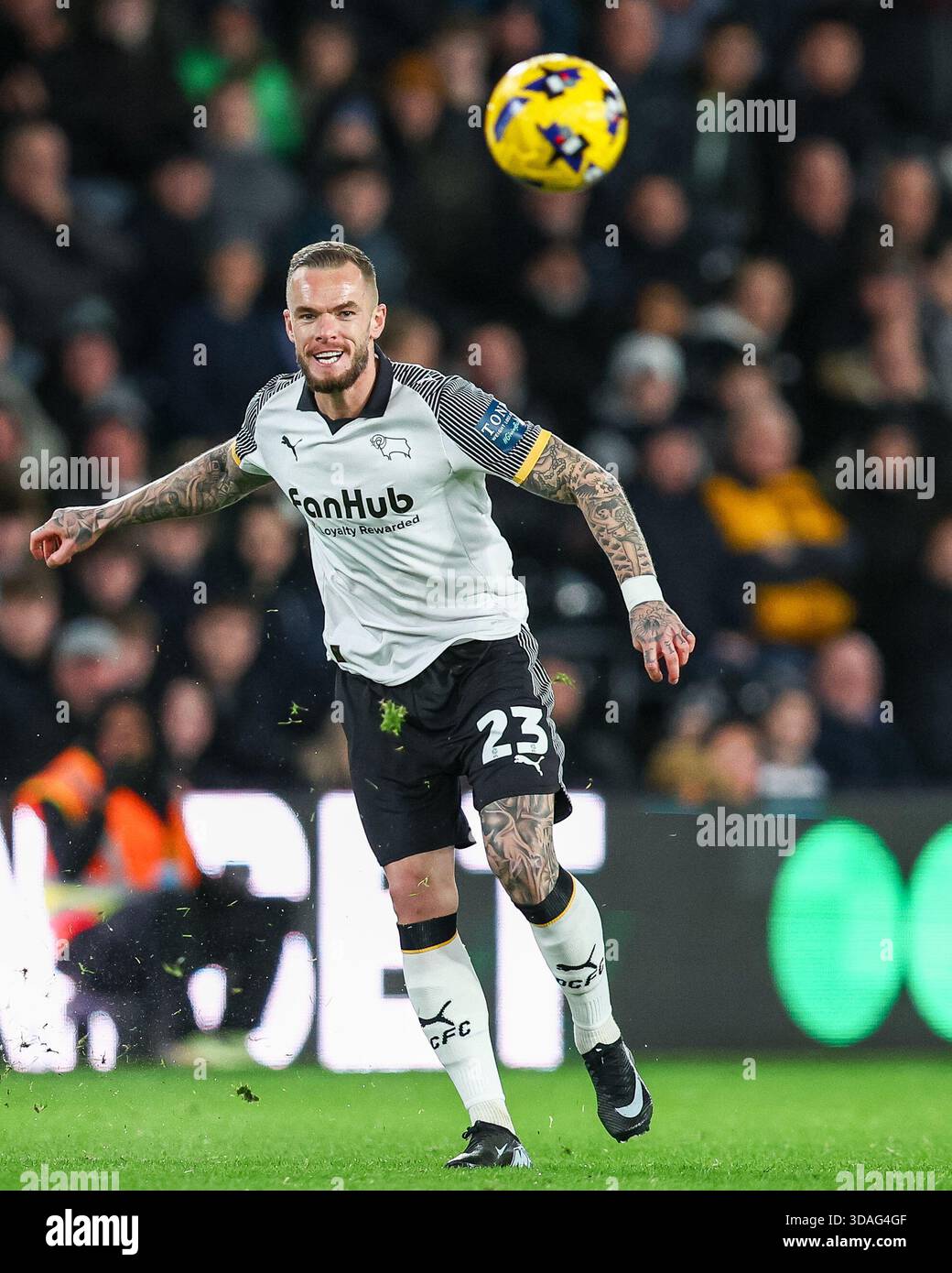 23, Joe Ward of Derby County in action during the Sky Bet Championship ...