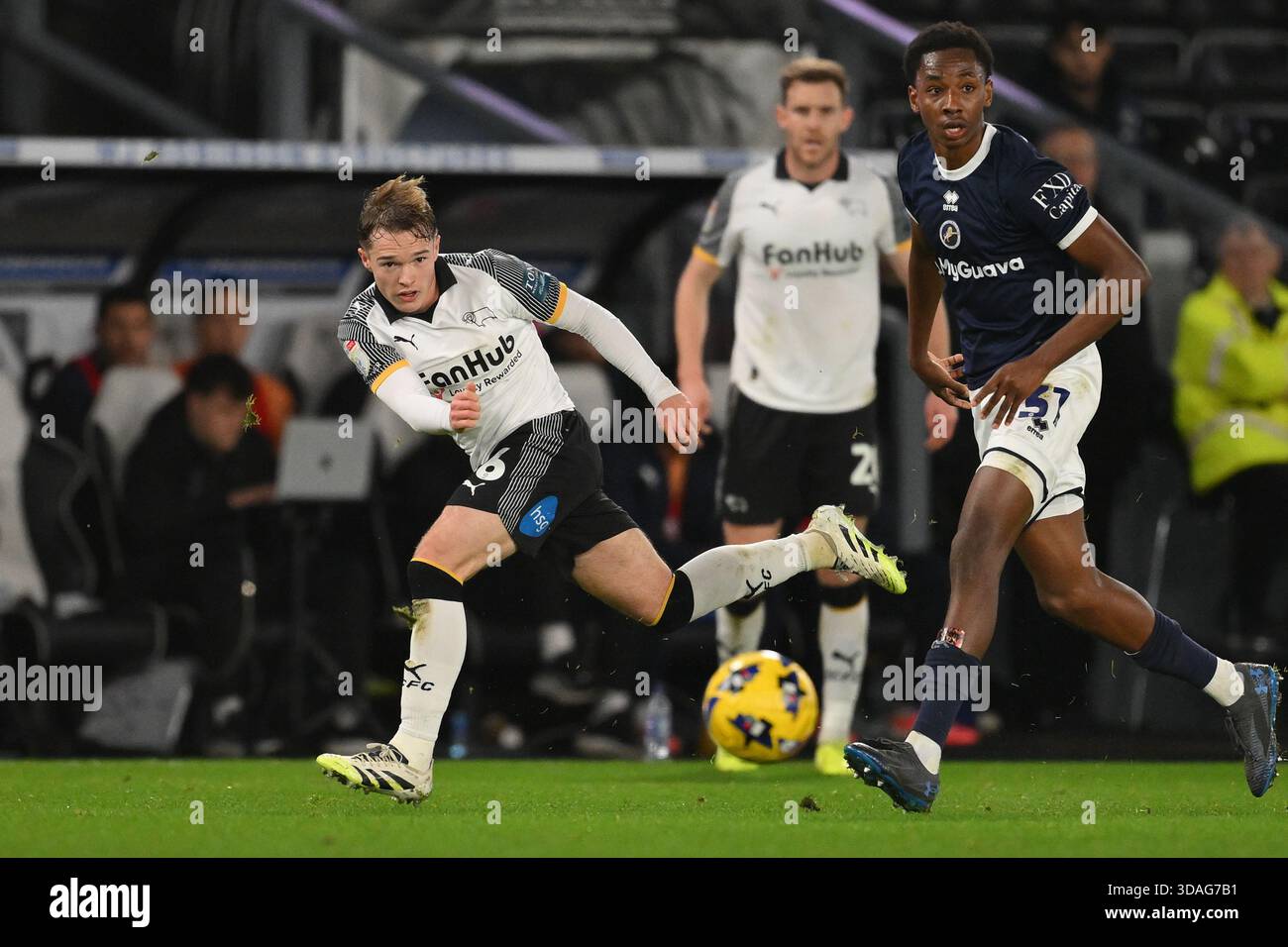 Liam Thompson of Derby County crosses the ball during the Sky Bet ...