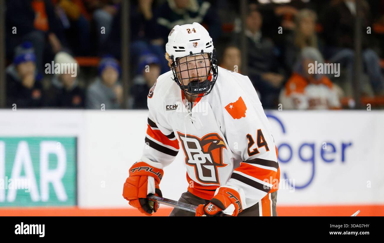 Bowling Green forward Tyler Hotson (24) skates against the Northern ...