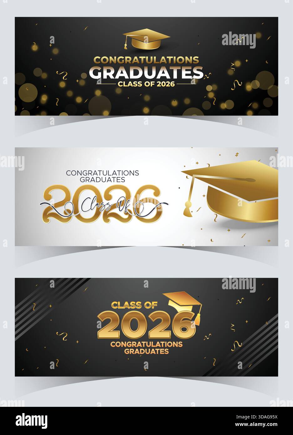 A luxury collection of Class of 2026 black-and-gold graduation banners ...