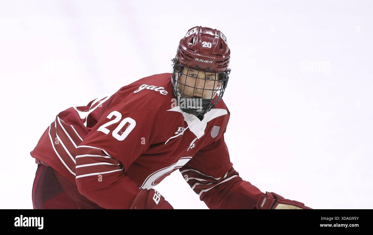 Colgate's Easton Wainwright plays during an NCAA hockey game on ...