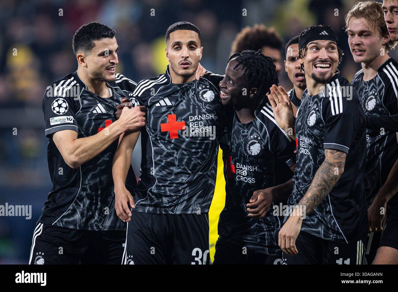 Elias ACHOURI of FC Copenhagen celebrate his goal with teammates during ...