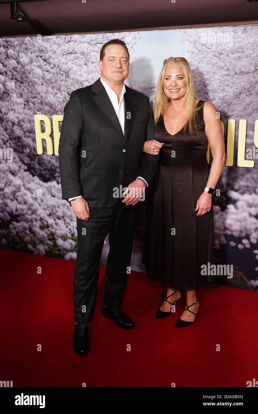 Brendan Fraser and his partner Jeanne Moore, attend the Rental Family ...