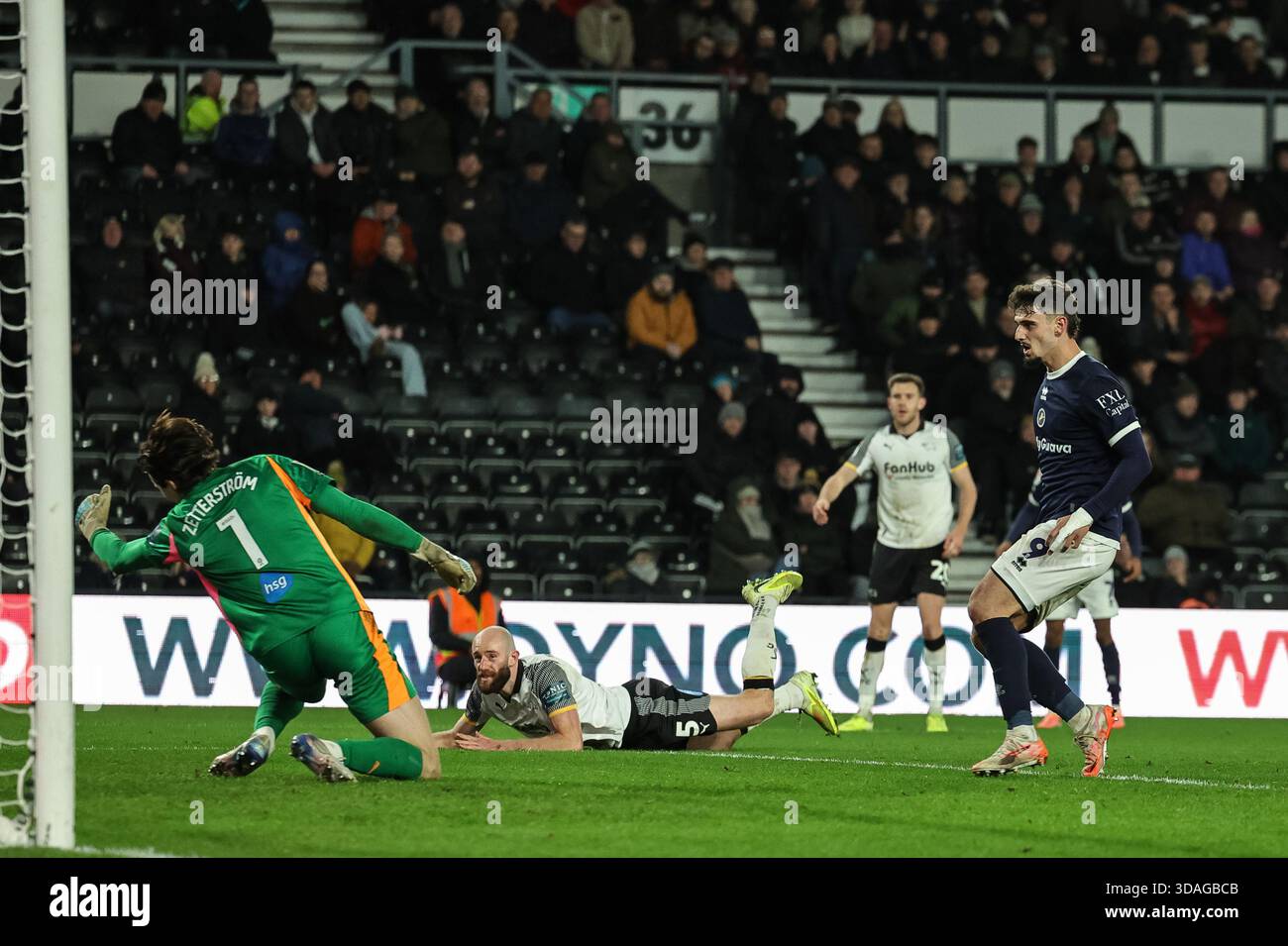 Matt Clarke of Derby County scores an own goal to make it 0-1 during ...