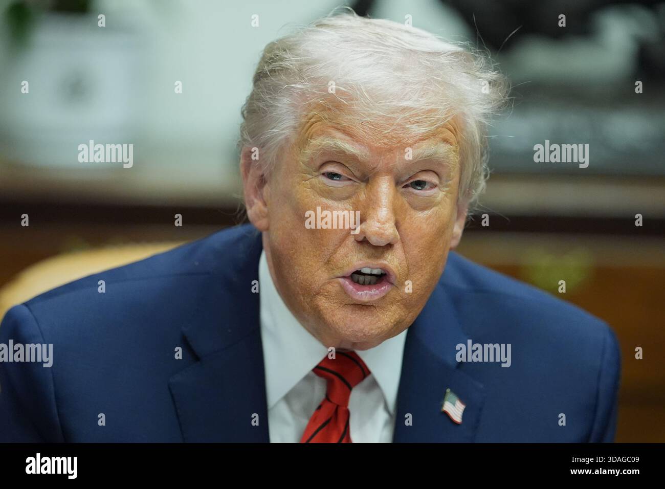 President Donald Trump speaks during a roundtable discussion with ...