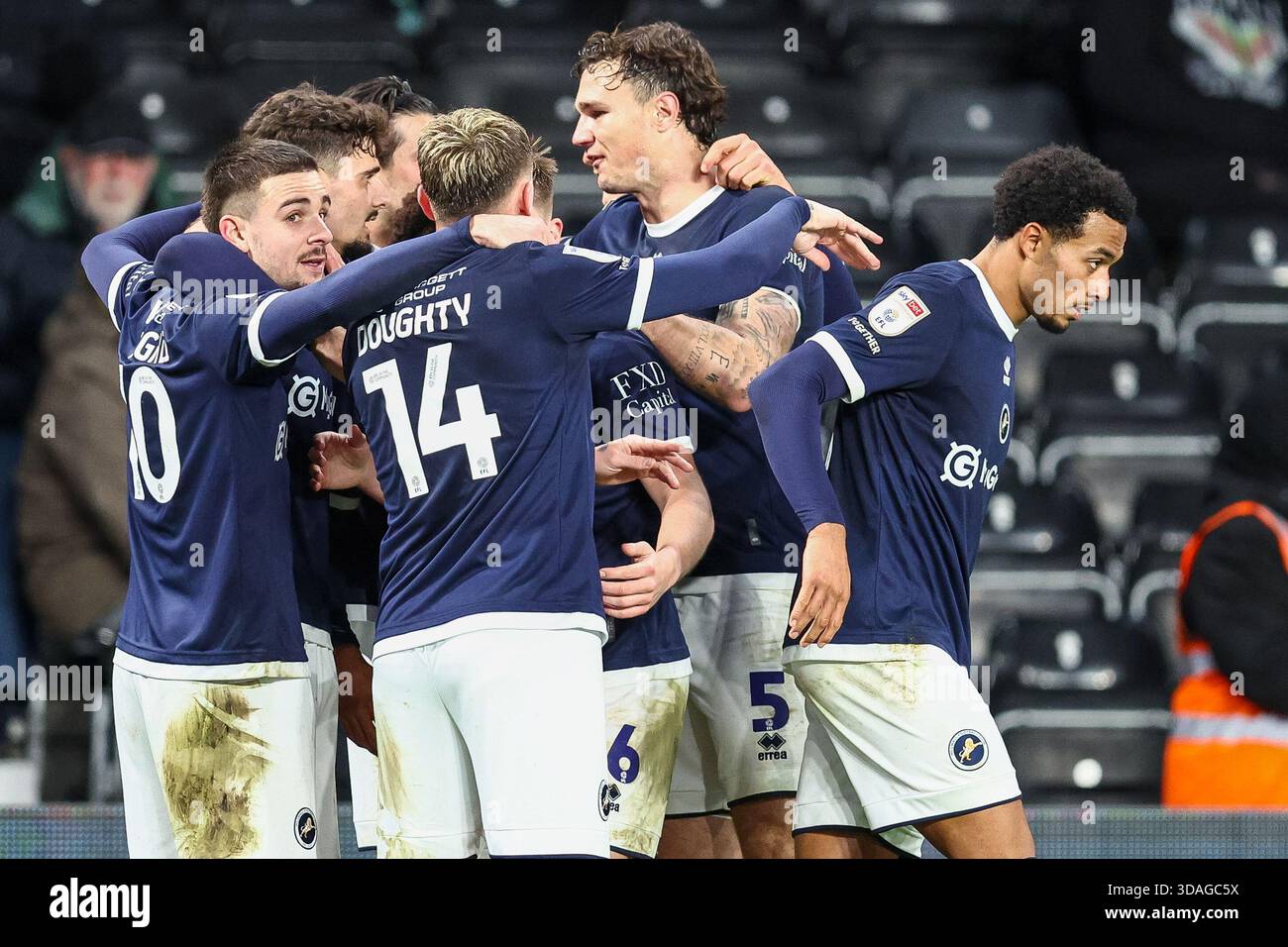 Millwall FC players celebrates the goal by 9, Mihailo Ivanovic of ...