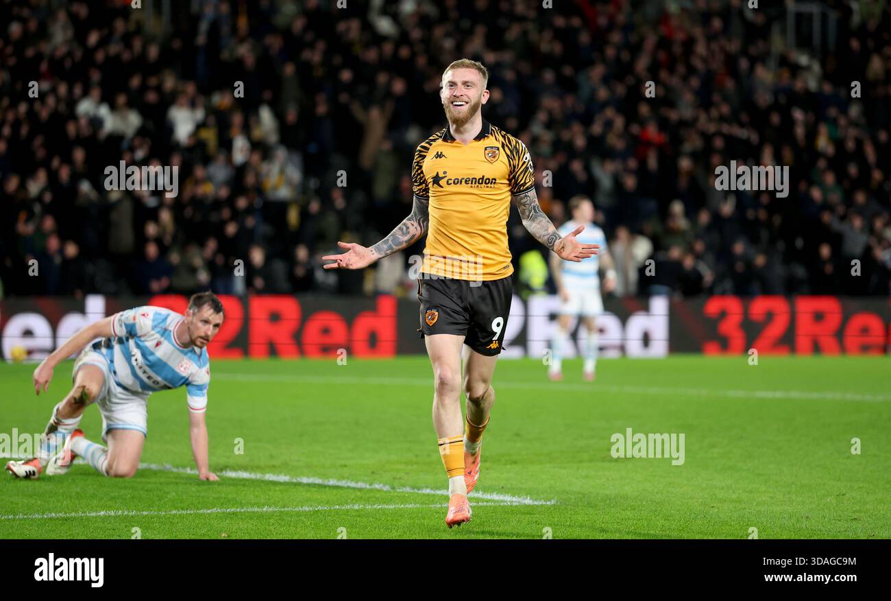 Hull City's Oliver McBurnie celebrates after scoring his sides second ...