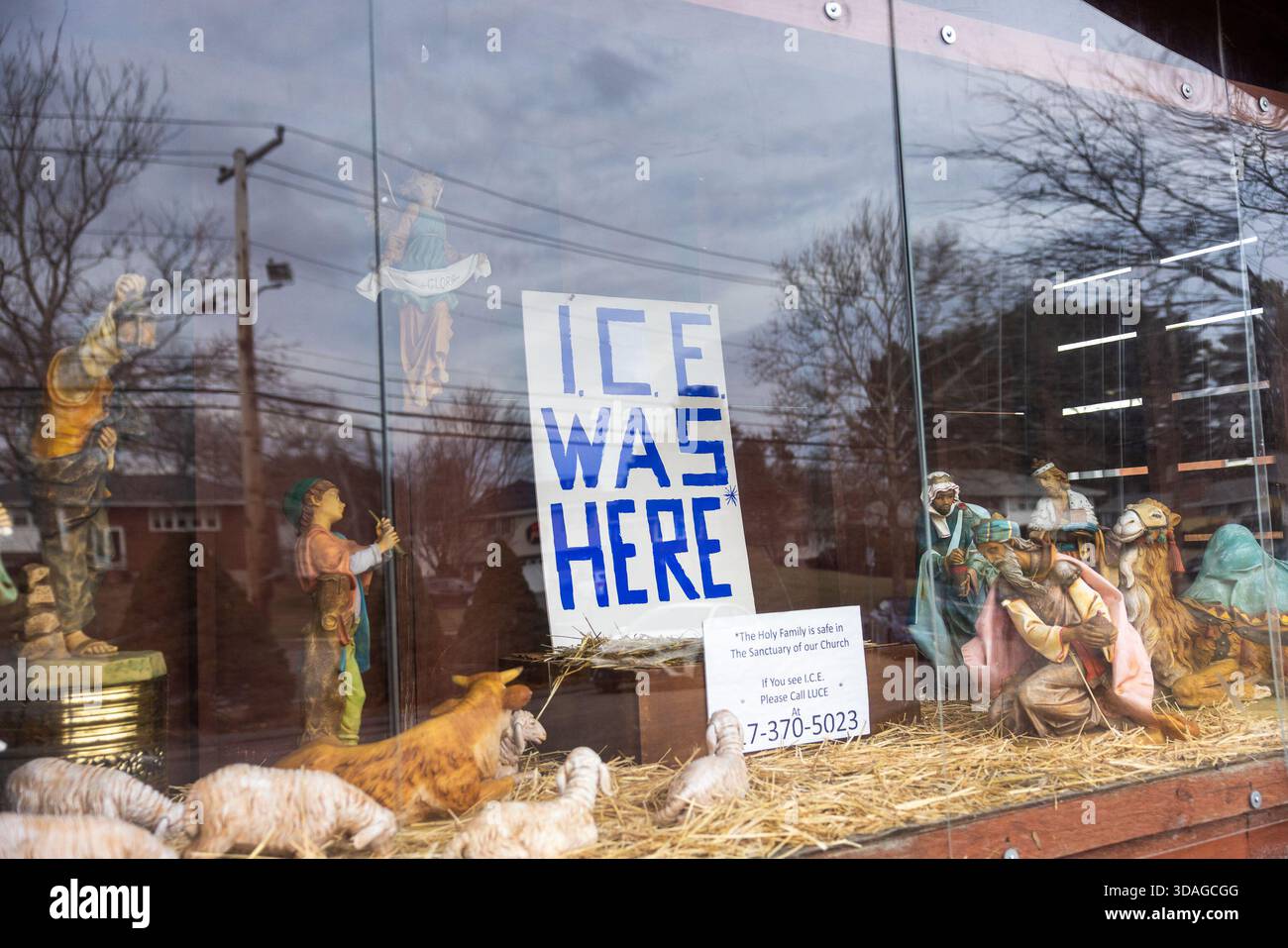 Dedham, USA. 10th Dec, 2025. A Nativity scene outside of St. Susanna ...