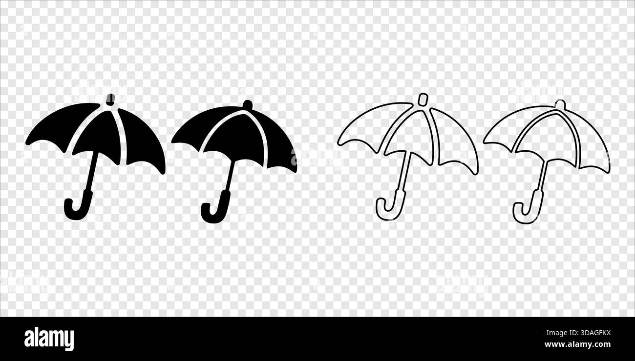 Weather Umbrella Symbols in Silhouette and Outline Stock Vector Image ...