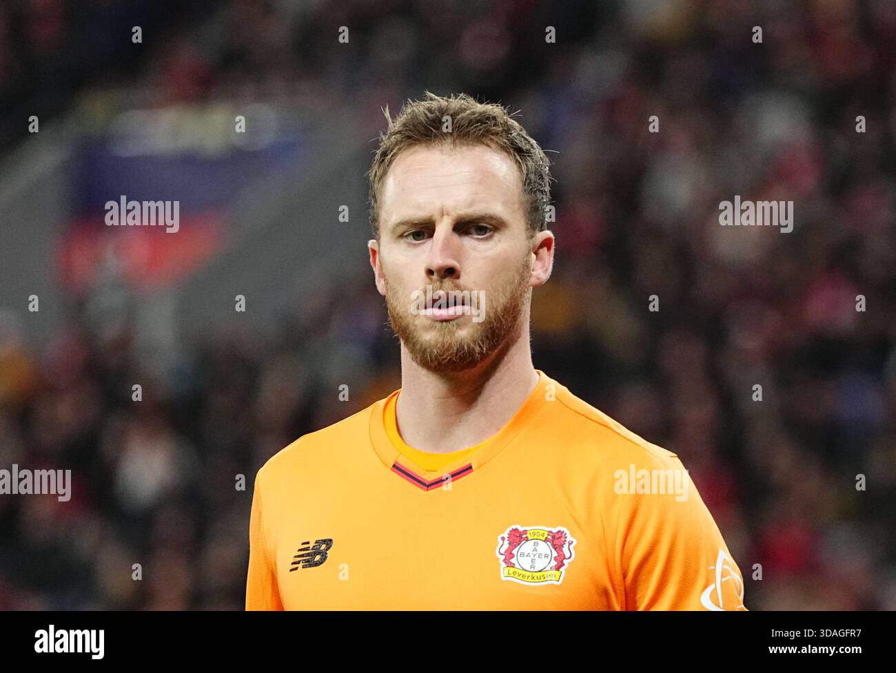 December 10 2025: Mark Flekken of Bayer 04 Leverkusen looks on during a ...