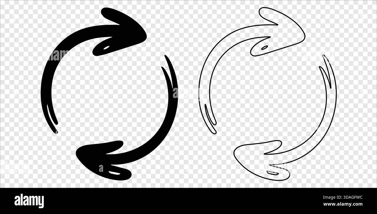 Circular arrows showing clockwise motion Silhouette and Outline Stock ...