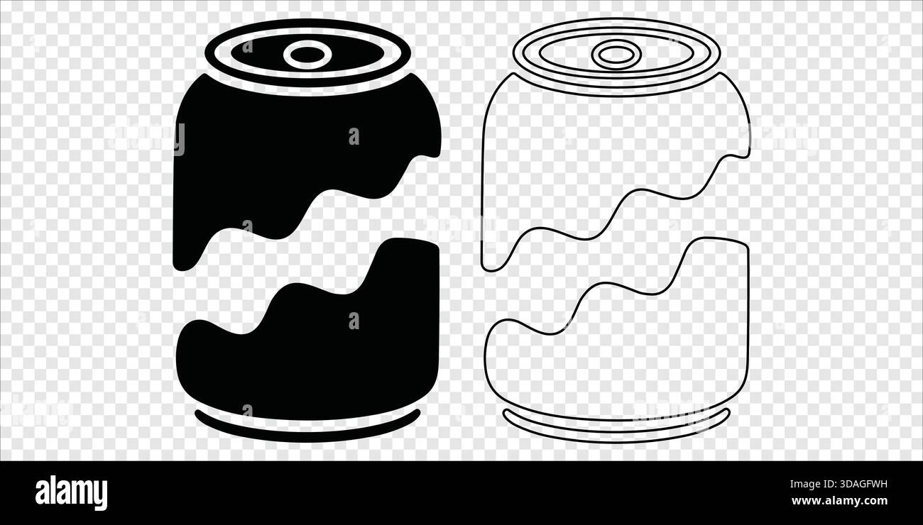 Dented Soda Can Shape in Silhouette and Outline Stock Vector Image ...