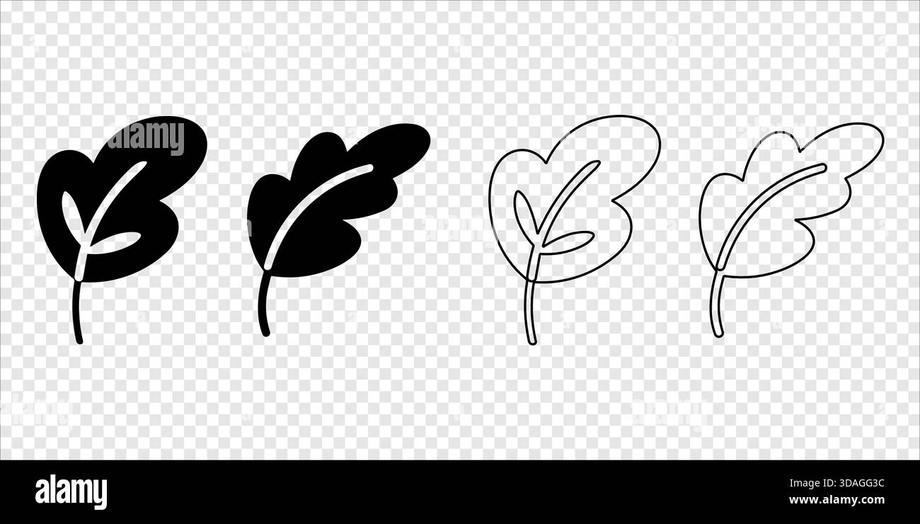 Oak leaf set with prominent lobes and veins Silhouette and Outline ...