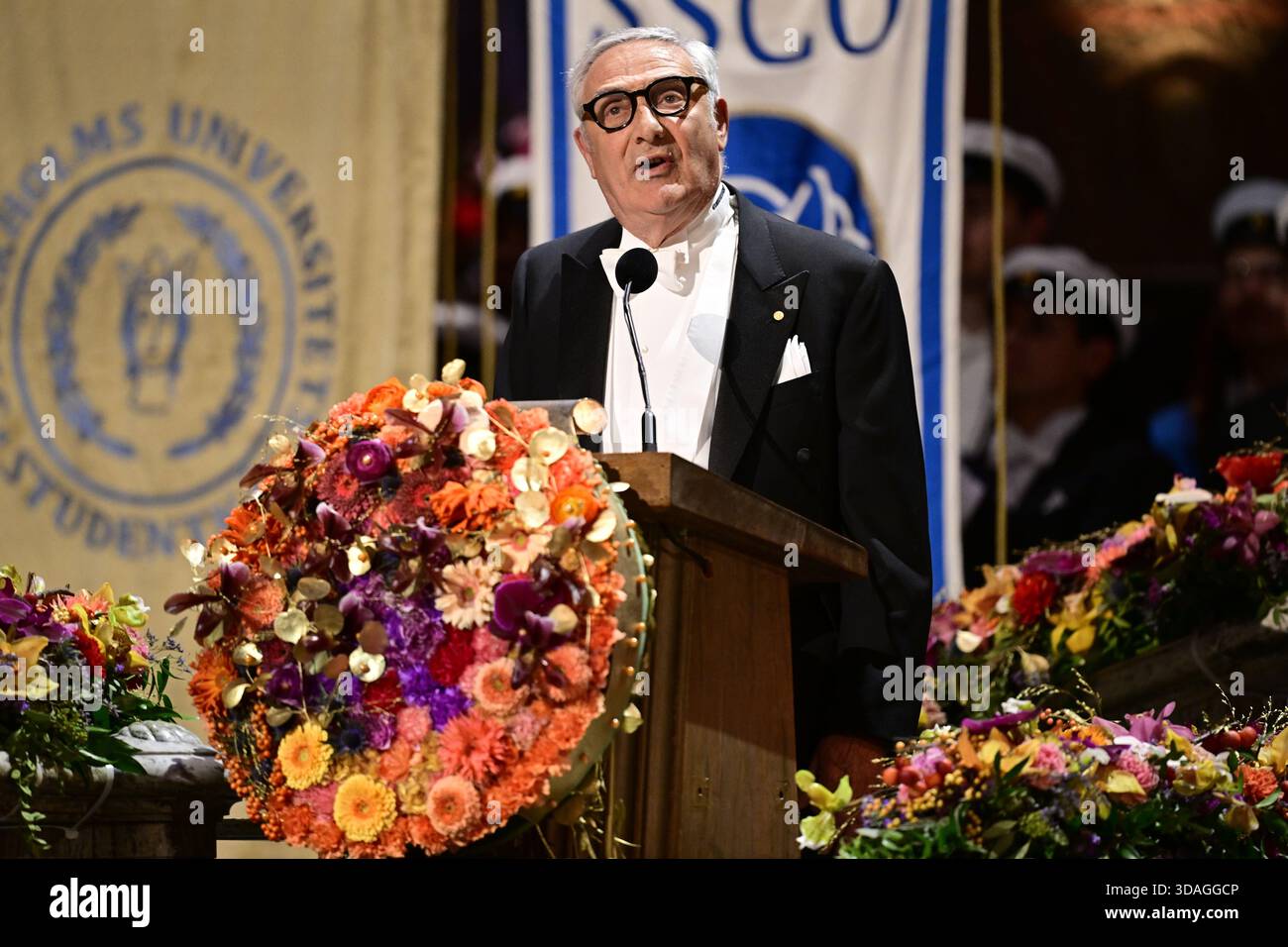 Nobel Prize laureate in economics Joel Mokyr delivers his speech during ...