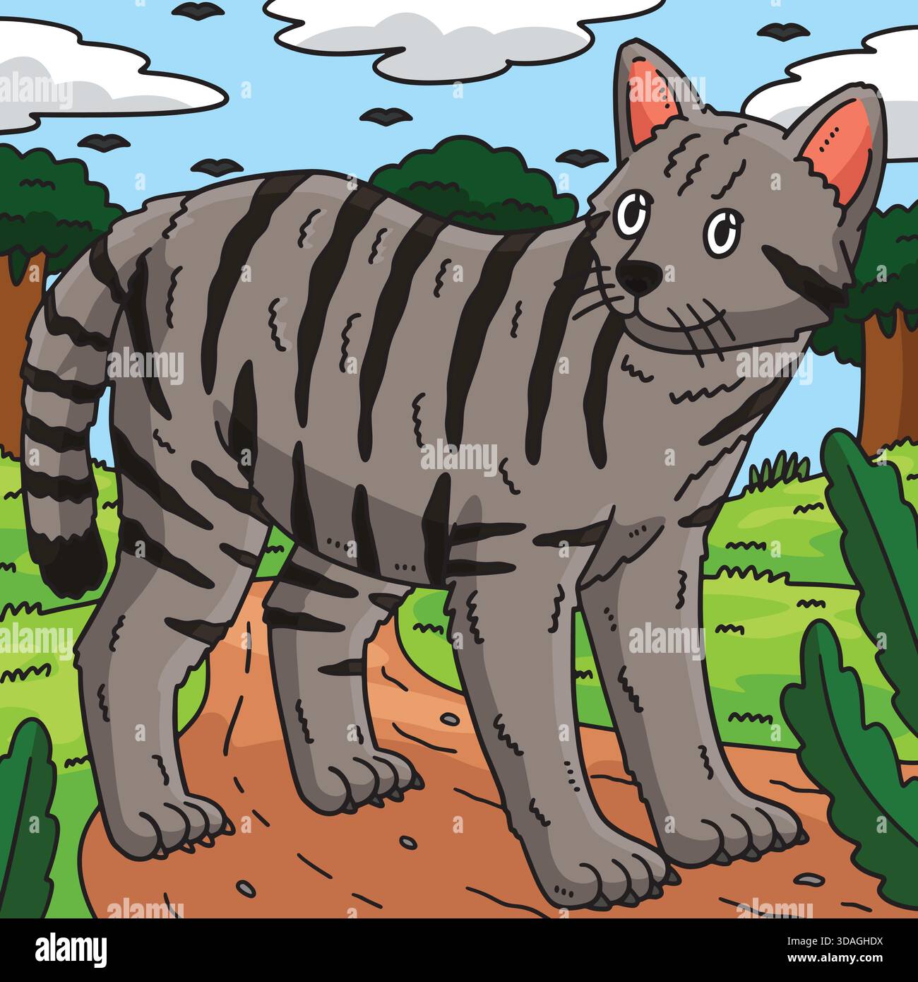 Forest Animal Wildcat Colored Cartoon Illustration Stock Vector Image ...