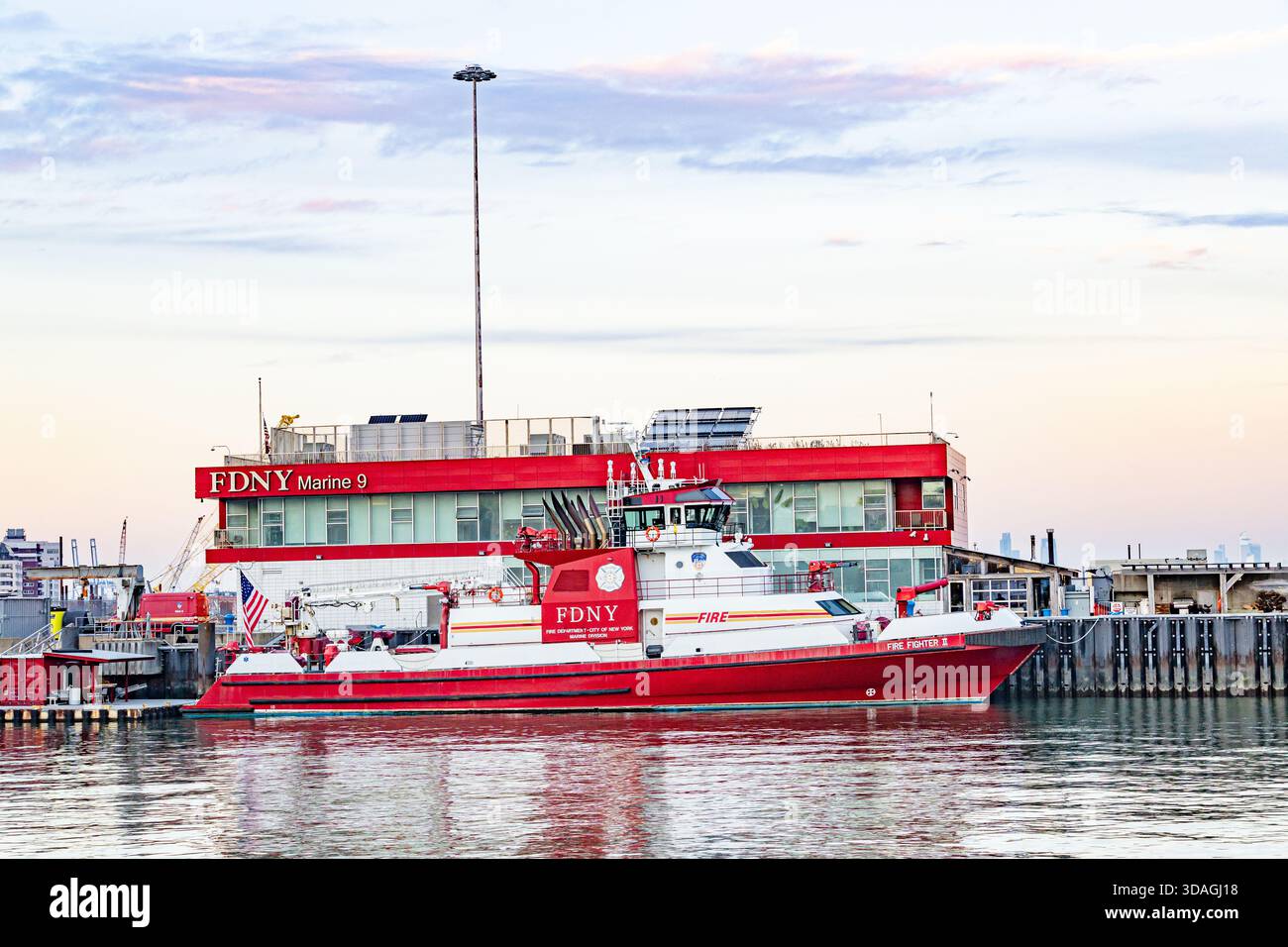 New-York, USA - 6.12.2025: Marine fire station marine 9 with fdny ...