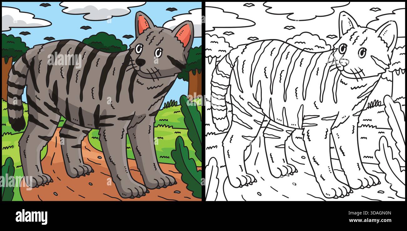 Forest Animal Wildcat Coloring Page Illustration Stock Vector Image ...