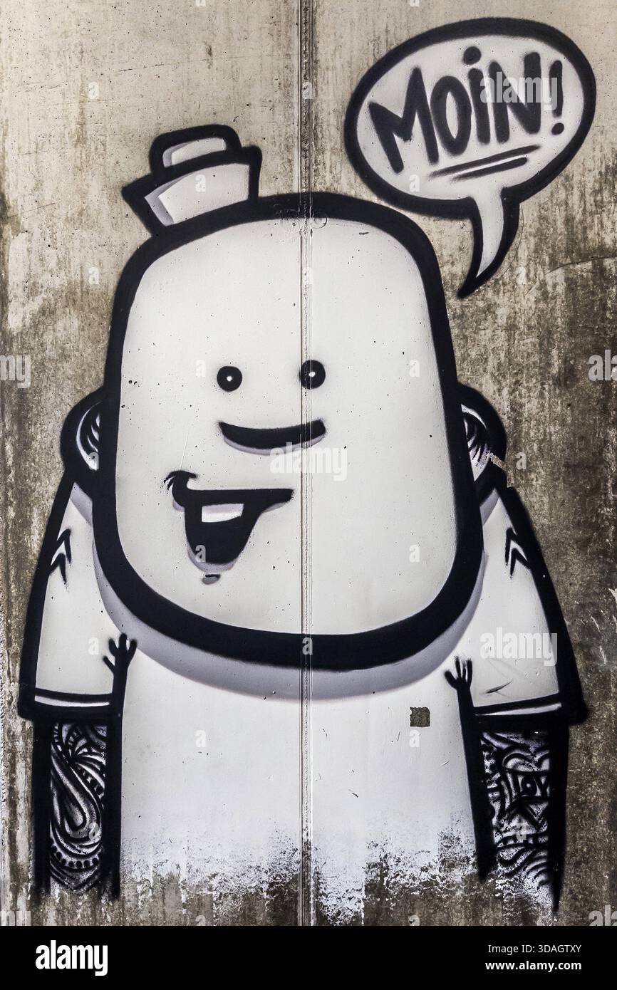 Graffiti, hello, good morning, dialect on St. Saint Pauli, Hamburg ...