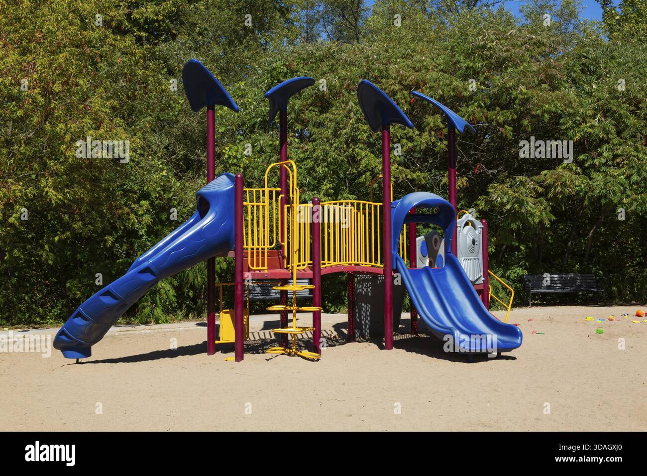 Kids playground equipment with slides, climbers and monkey bars ...