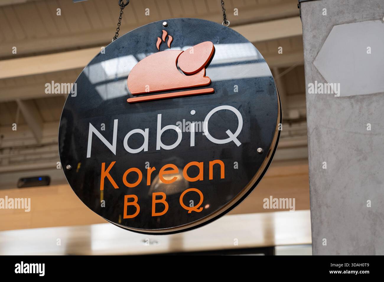 Sign for NabiQ Korean BBQ restaurant at Public Market, Emeryville ...