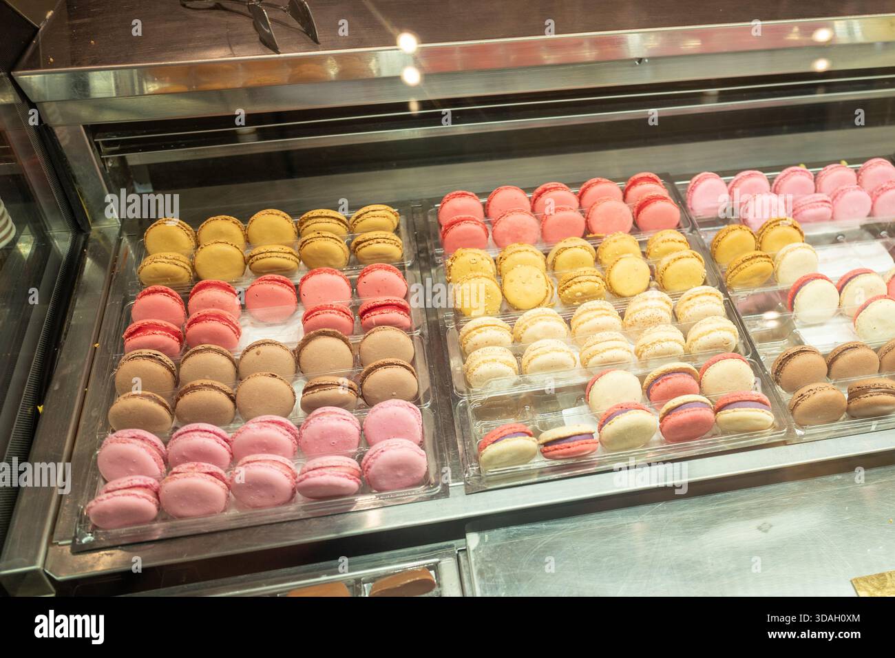 Display case with gelato ice cream macarons at Amorino Gelato, San ...