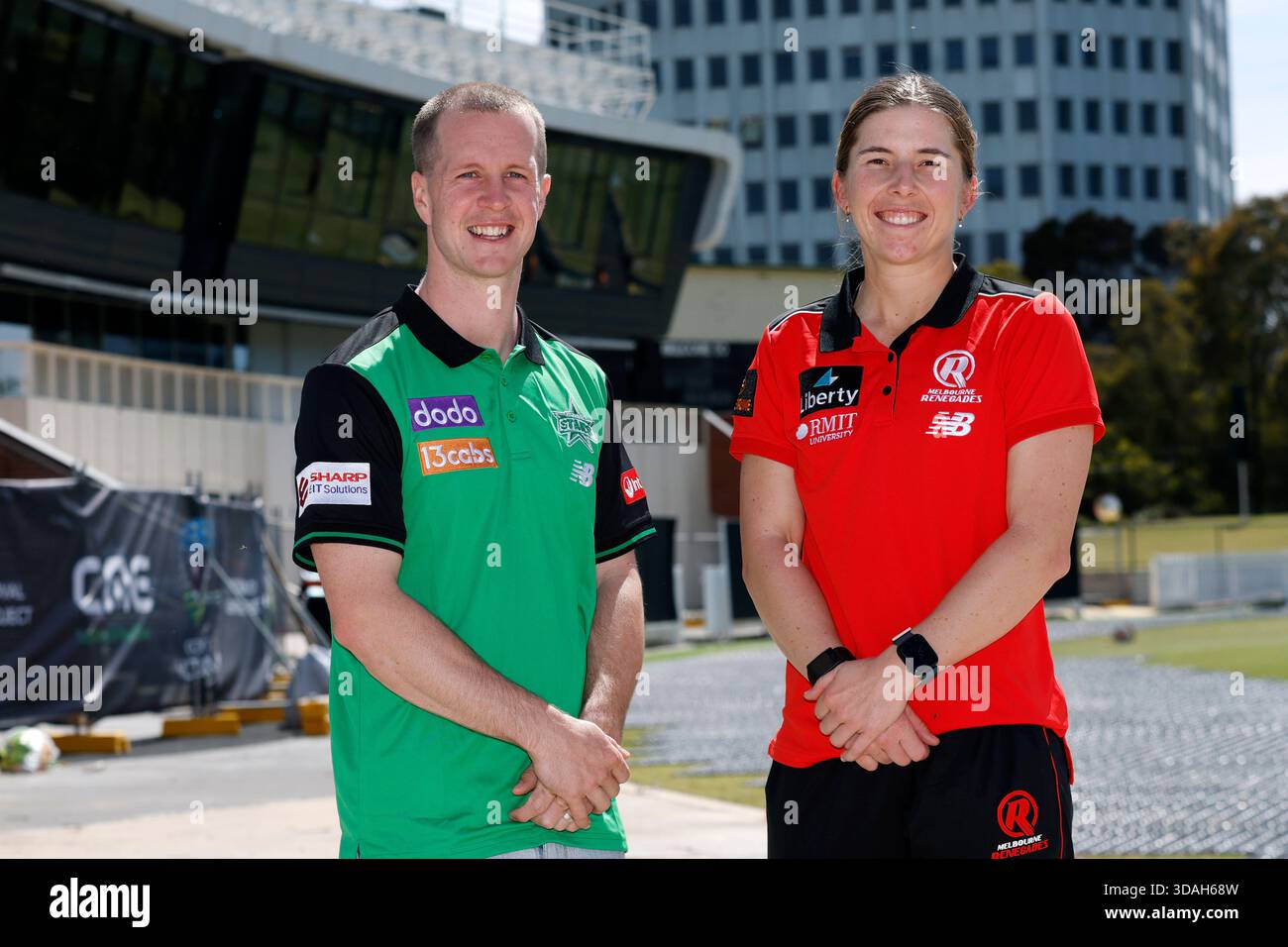 BBL players Sam Harper WBBL player Georgia Wareham pose for a photo ...