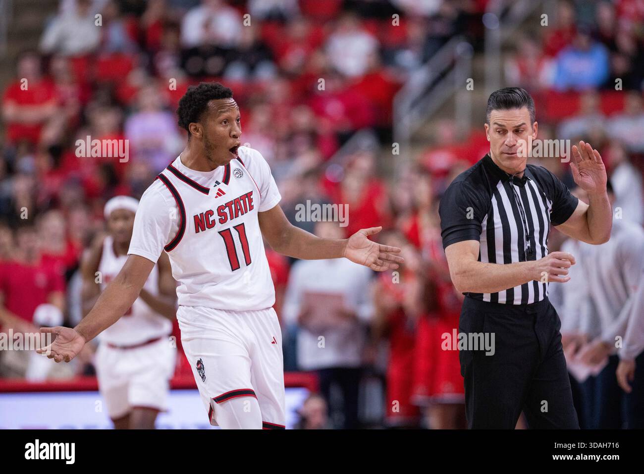 December 10, 2025: NC State Wolfpack guard Quadir Copeland (11) reacts ...