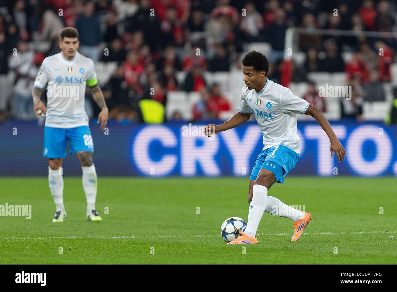 December 10, 2025. Lisbon, Portugal. Napoli forward from Brazil DAVID ...