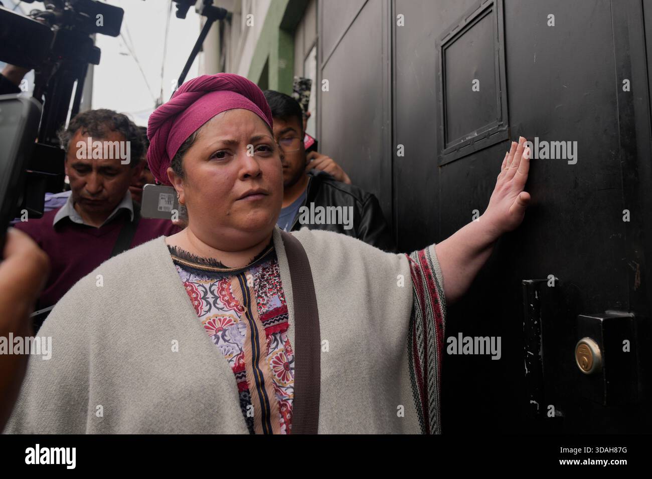 Former minister of the presidency Maria Nela Prada knocks on the door ...
