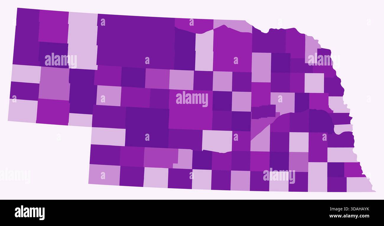 Map of Nebraska with counties. A simple state border map with county ...