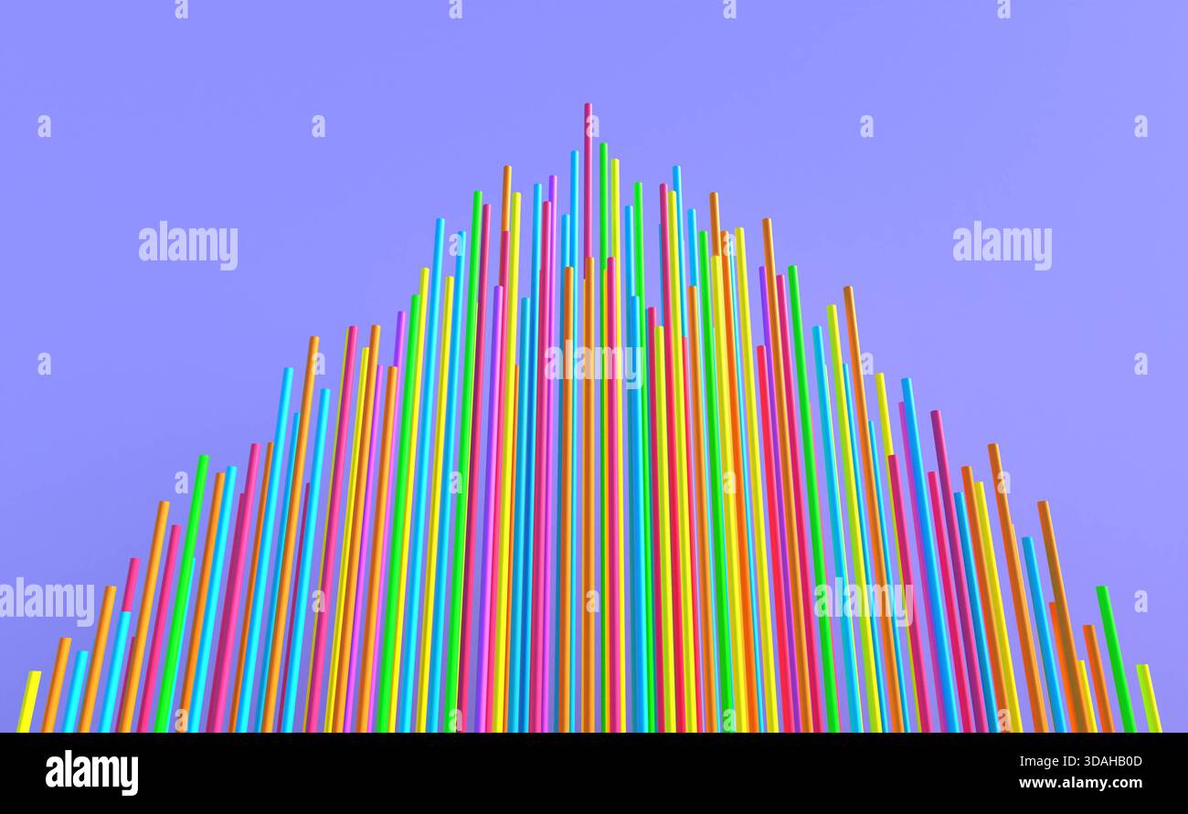 Pyramid of colored narrow cylinders. Pyramid of colored narrow ...