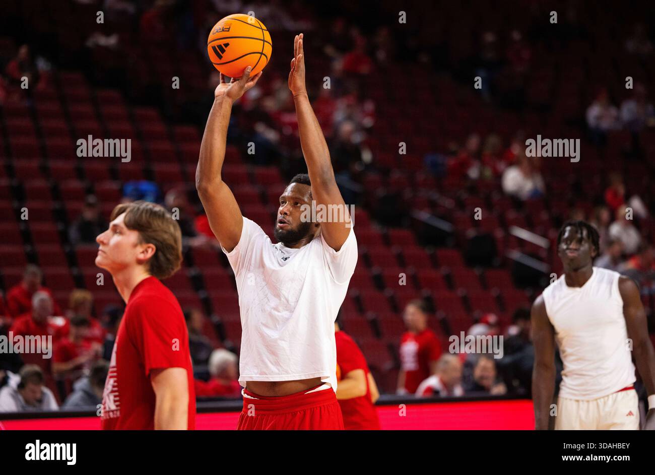 Nebraska's Jared Garcia (15) shoots during warmups before playing ...