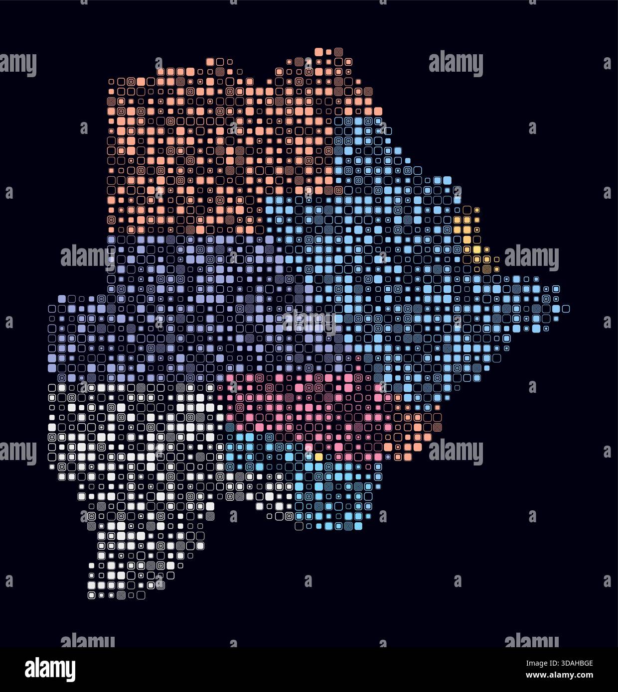 Botswana, shape of the country built of colored cells. Digital style ...