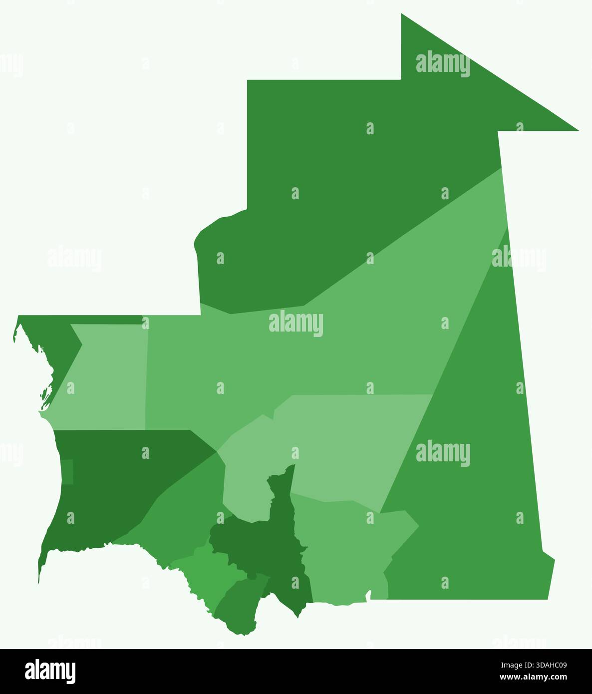 Map of Mauritania with regions. Simple country border map with region ...