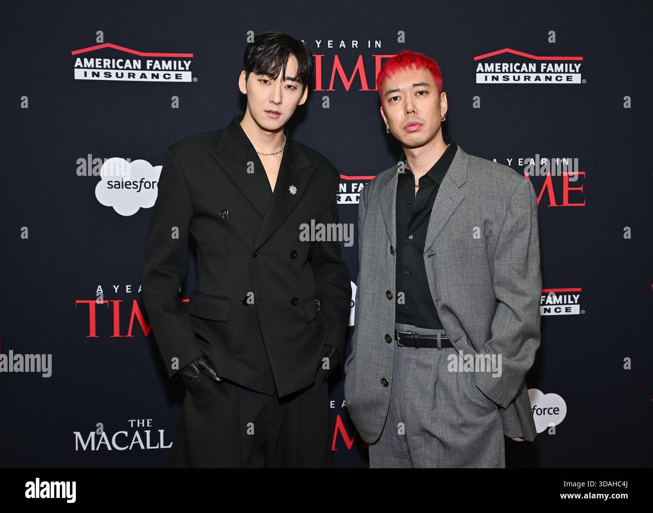 Kevin Woo, left, and Danny Chung from "KPop Demon Hunters" attend the A ...