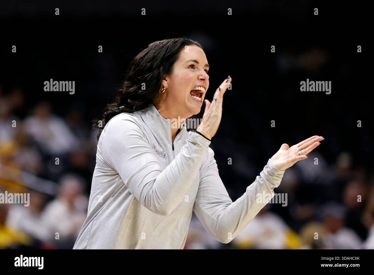 Illinois head coach Shauna Green reacts during the first half of an ...