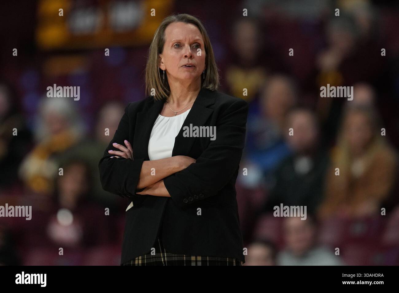 Minnesota head coach Dawn Plitzuweit watches play during the second ...