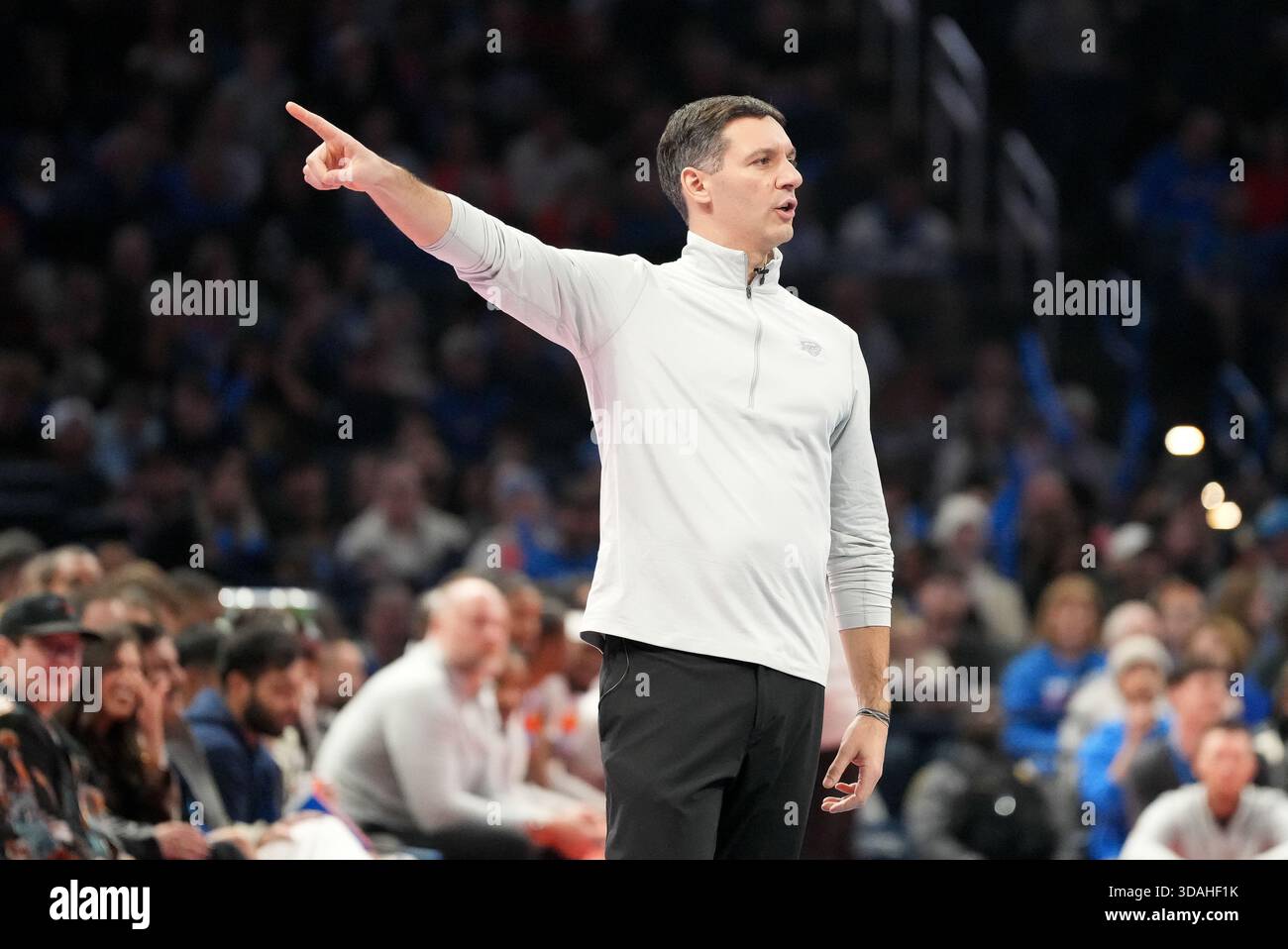 Oklahoma City Thunder head coach Mark Daigneault gives instructions ...