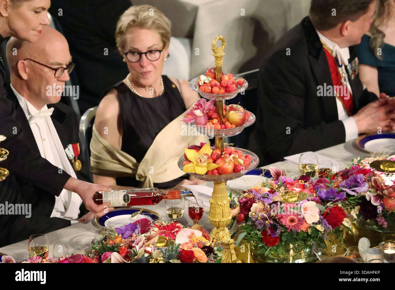 A photo shows the meals served at the Nobel Prize Banquet following the ...