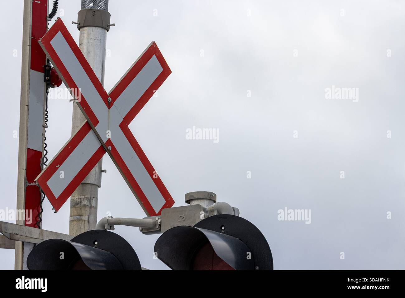 Canada, Quebec, 29 November 2025 : Railroad crossing sign and signal ...