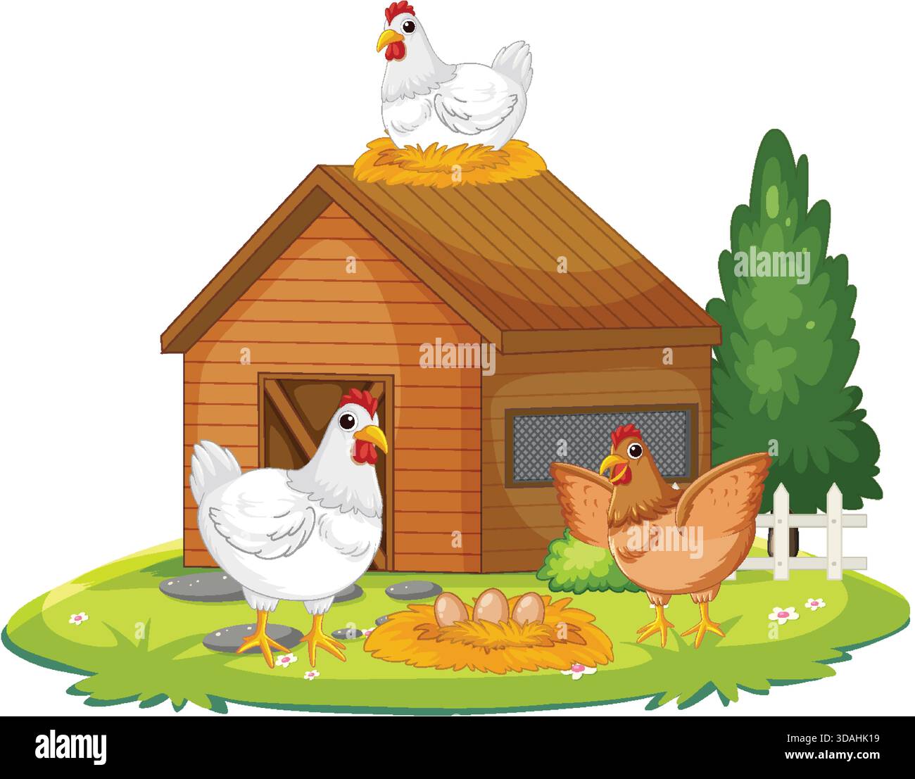 Colorful egg laying chickens Stock Vector Images - Alamy