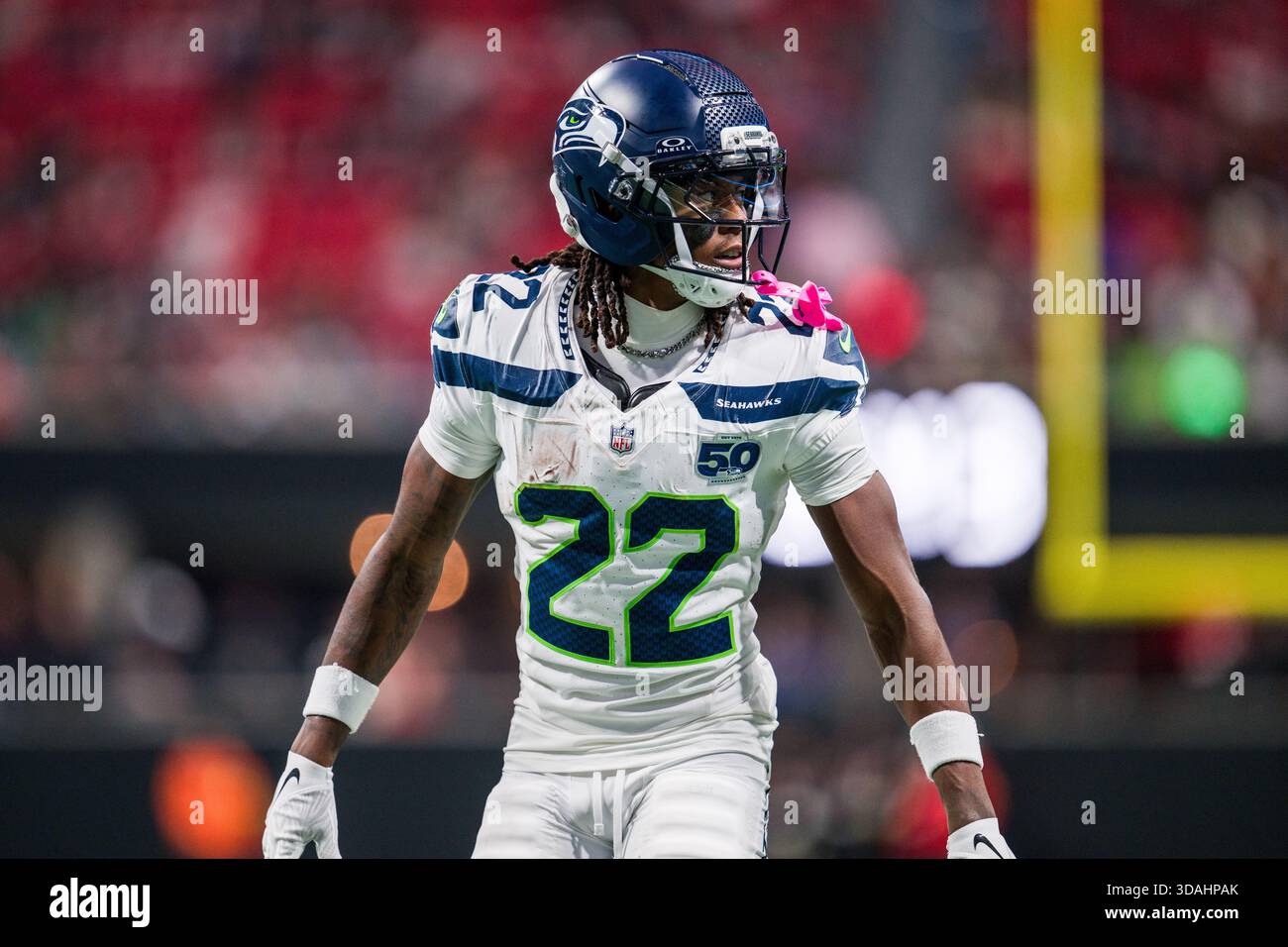 Seattle Seahawks wide receiver Rashid Shaheed (22) lines up during the ...