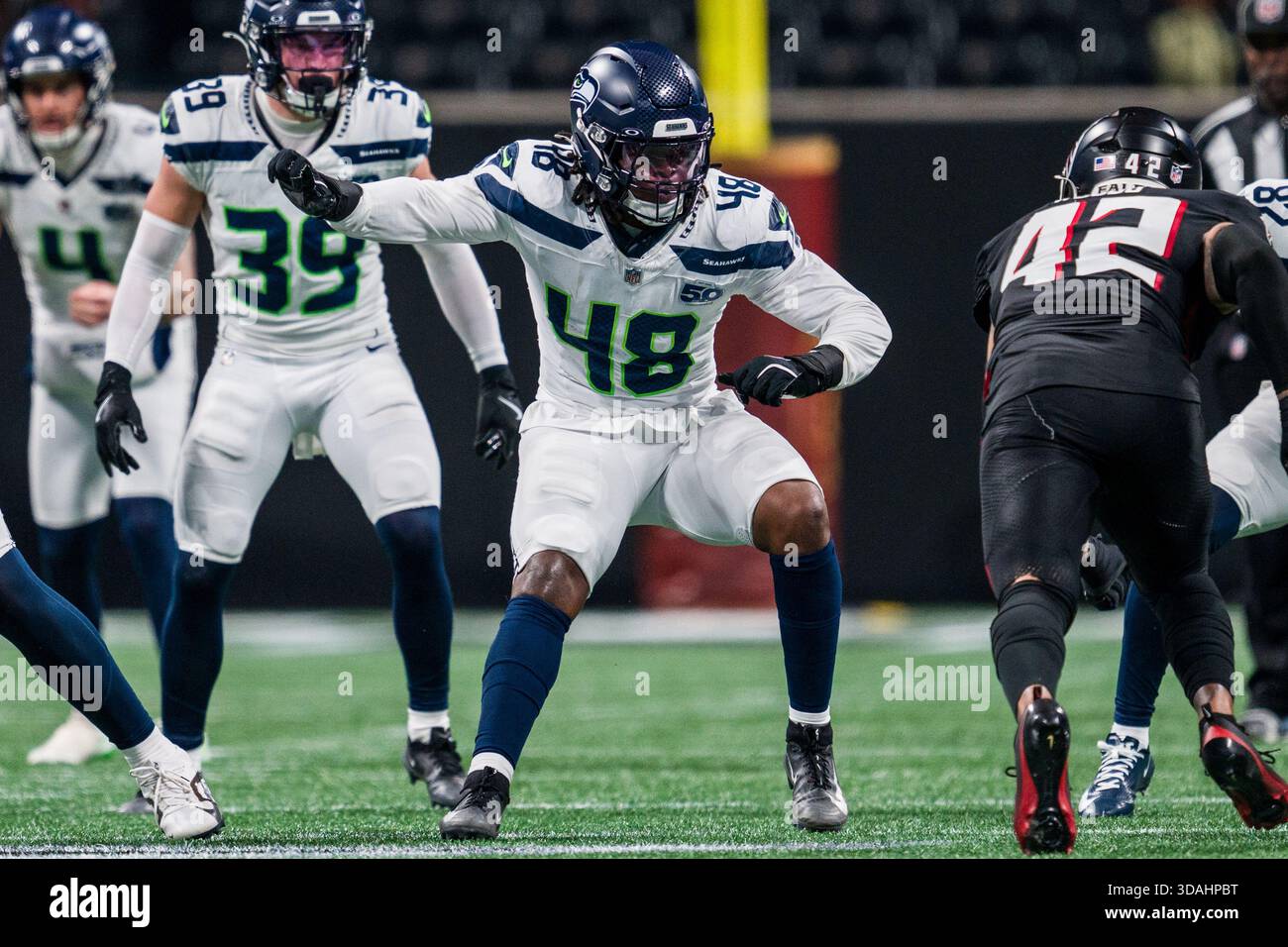 Seattle Seahawks linebacker Tyrice Knight (48) works during the second ...