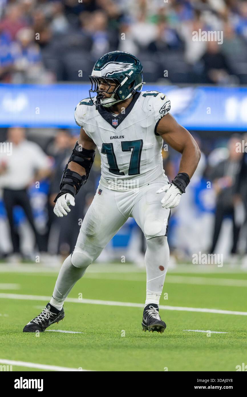 Philadelphia Eagles linebacker Nakobe Dean (17) against the Los Angeles ...
