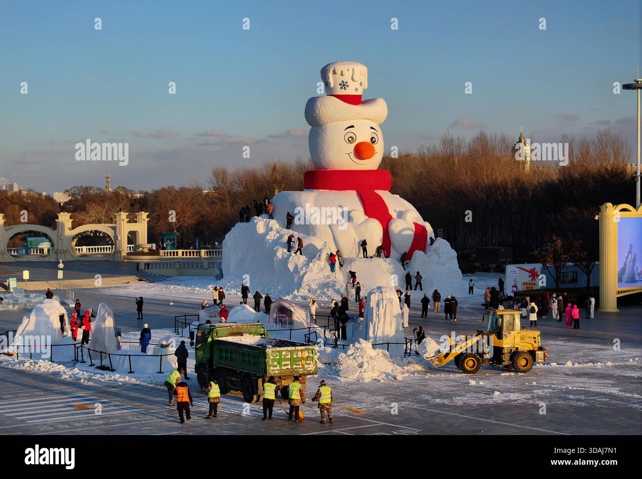 A giant snowman makes debut in Harbin City, northeast China's ...